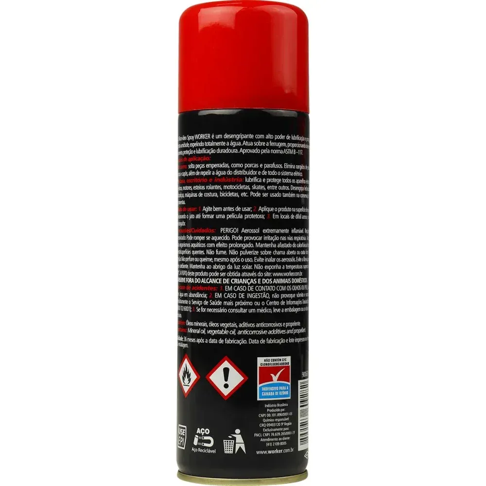 Micro Óleo Spray Desengripante e Lubrificante 300ml Worker