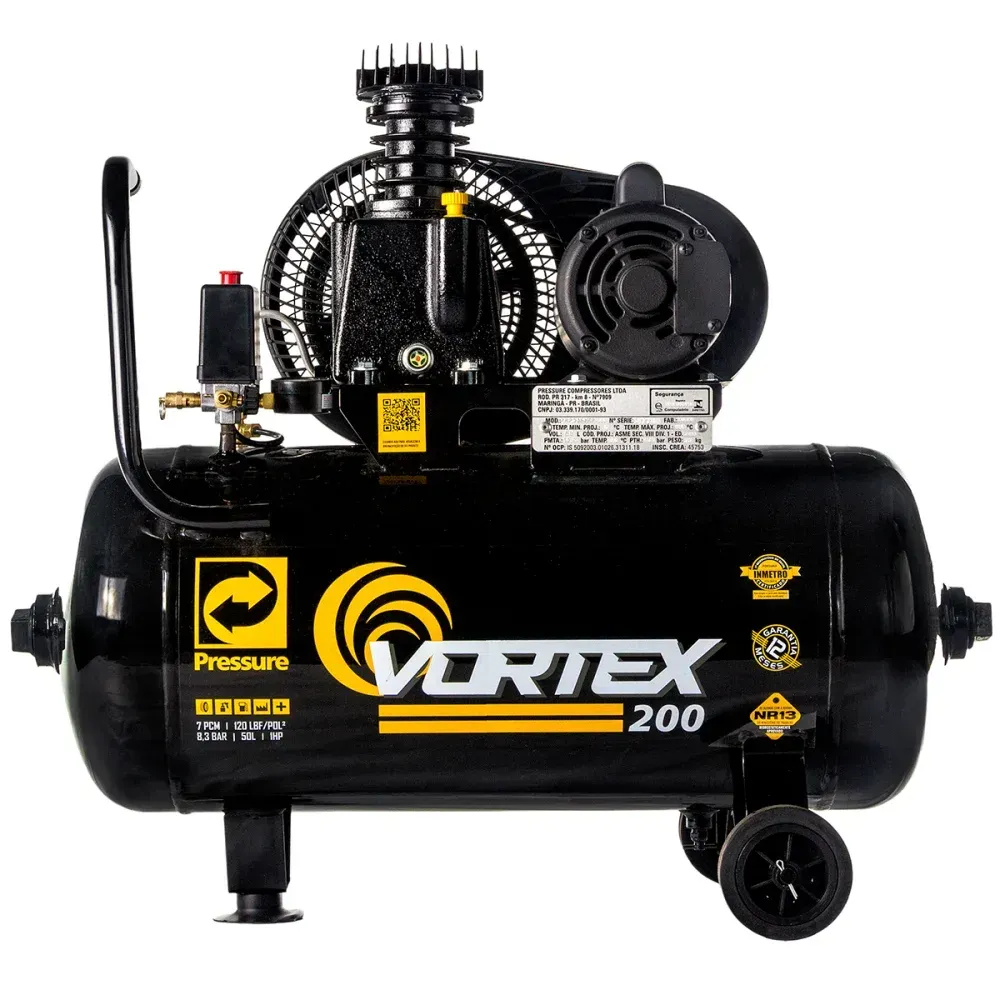 Compressor Ar Vortex 200 7pcm 120psi 50L Mono Pressure em Oferta